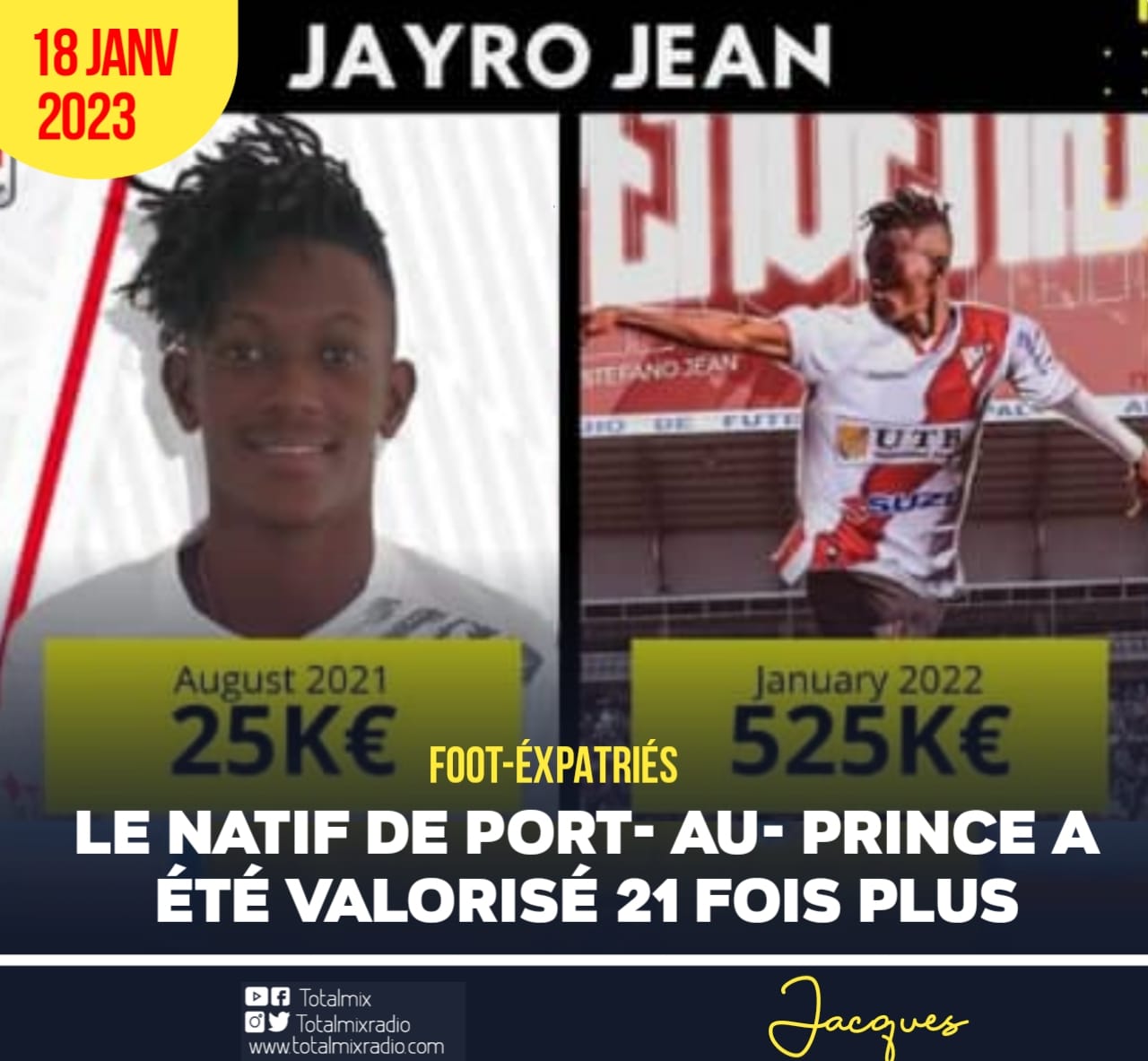 FOOTBALL – BOLIVIE : JAYRO JEAN A LA COTE EN HAUSSE ! – Totalmix Radio