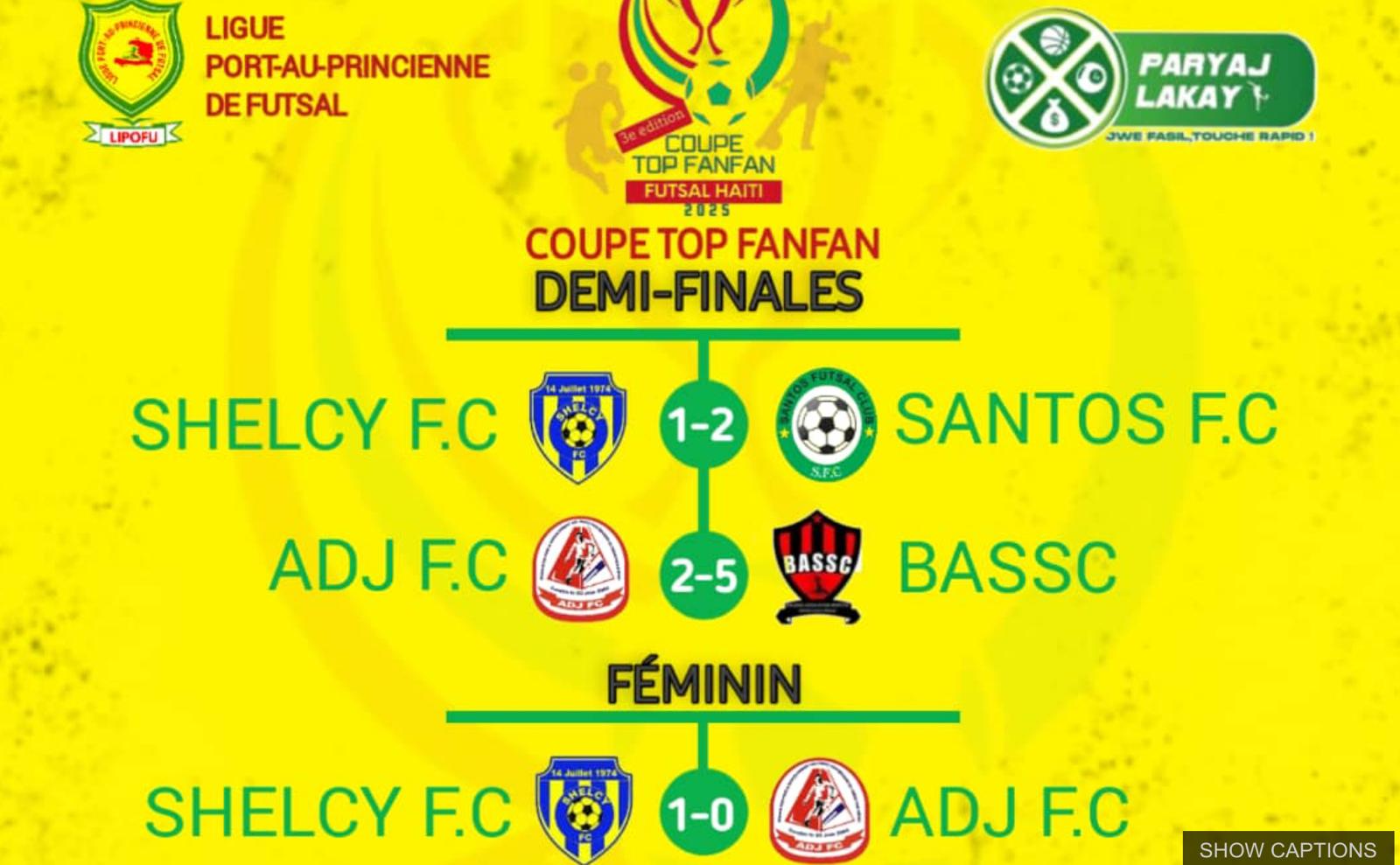 Super coupe Top Fanfan : Santos FCF et BASSC filent en finale, Shelcy s ...